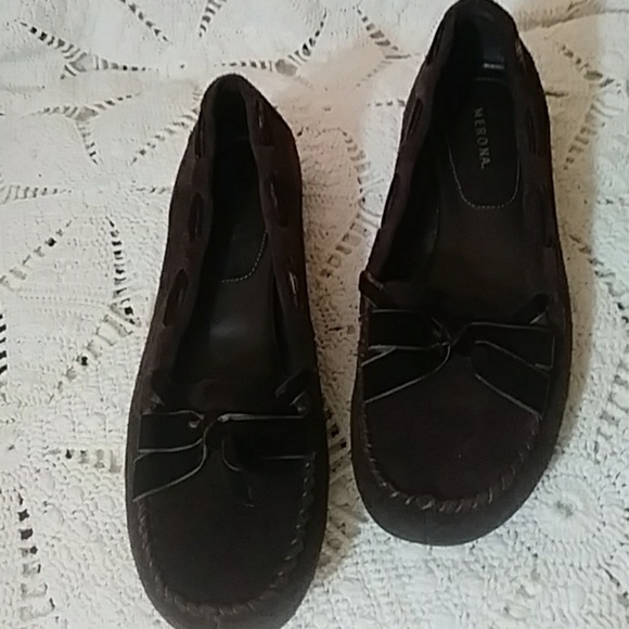 Merona | Shoes | Merona Brown Suede Mocs W Velvet Ribbonsz 7 | Poshmark